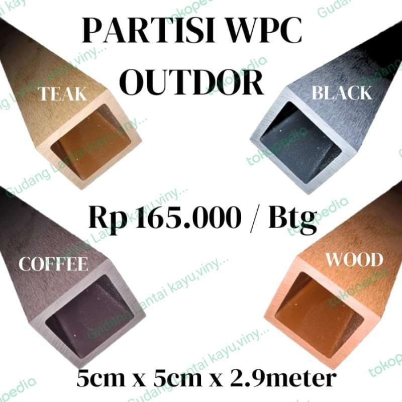 Promo New Partisi Wpc Decking Hollo 5Cm X 5Cm X 2.9M - TEAK Diskon 23% di Seller Blark Fly ...