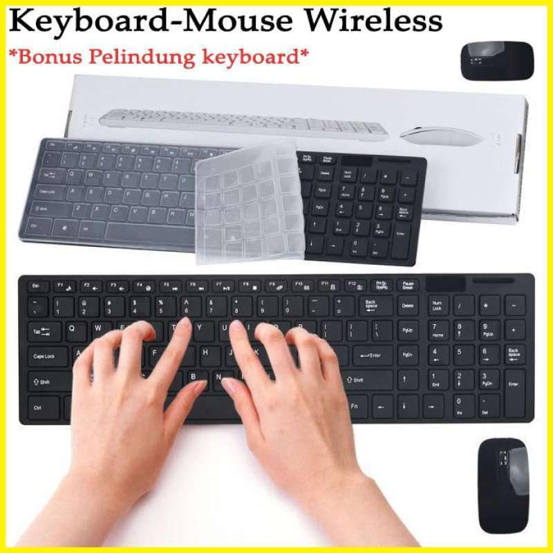Jual Keyboard dan Mouse Wireless Bluetooth Bundle Komputer PC Laptop ...