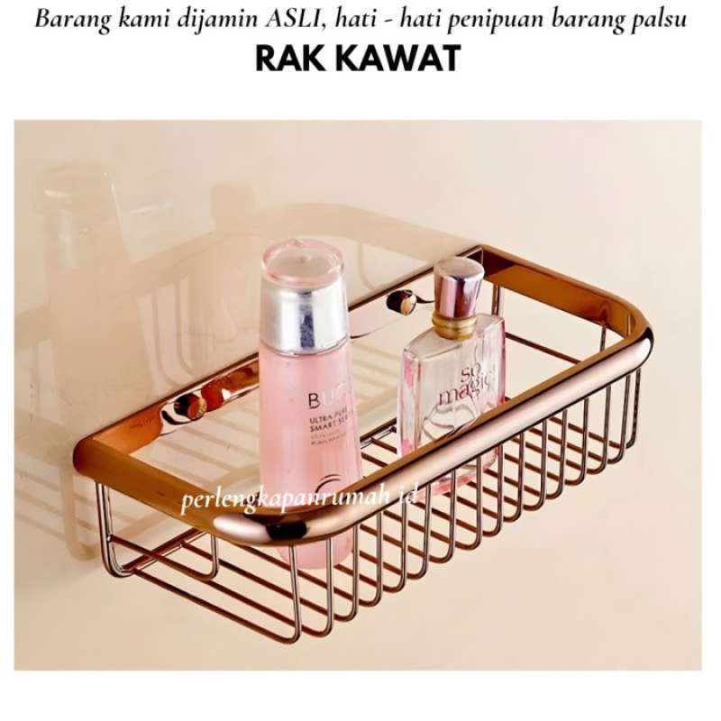 Jual RAK KAMAR MANDI SABUN SHAMPOO DINDING KAWAT MARROON ROSE GOLD ...