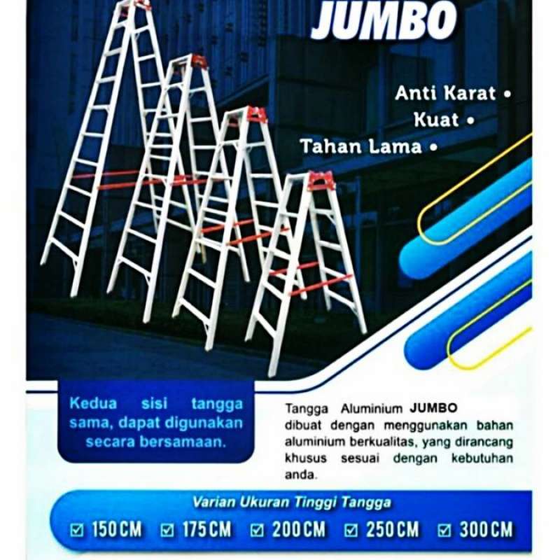 Promo Tangga Lipat Aluminium Jumbo 3 Meter / 1,5M - 1,75M - 2M - 2,5M ...