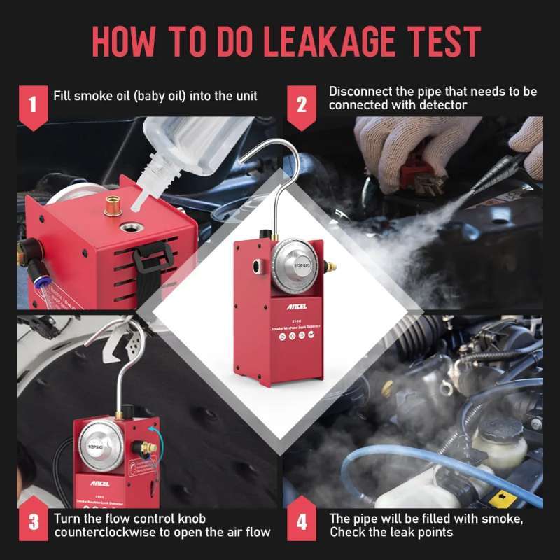 Promo S100 detektor kebocoran asap mobil, alat diagnostik kebocoran ...