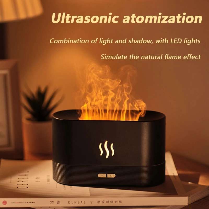 Promo Ultrasonic Air Humidifier with Realistic Flame Waterless Auto ...