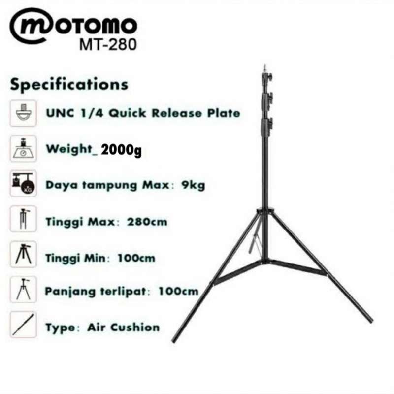 Jual Motomo MT-280 Lightstand Tripod 280cm MT280 for Lightning Studio ...