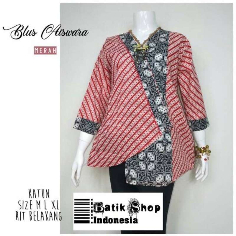 Promo Blus Kimono Aiswara Merah Atasan Batik Wanita Seling Modern ...