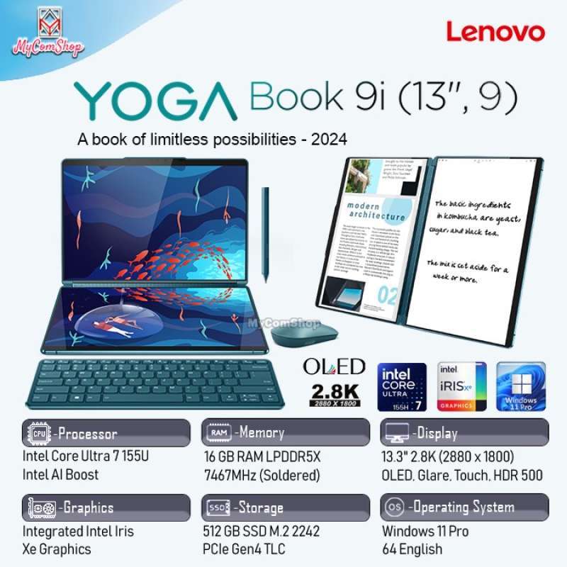 Jual Lenovo Yoga Book 9i Gen 9 Ultra 7 155u 16gb Ram 512gb Ssd 13oled 2 ...