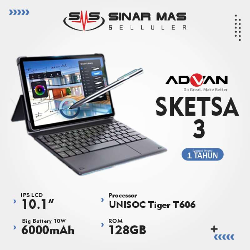 Jual Advan Sketsa 3 [6GB/128GB] + FREE CASING KEYBOARD Garansi Resmi di ...