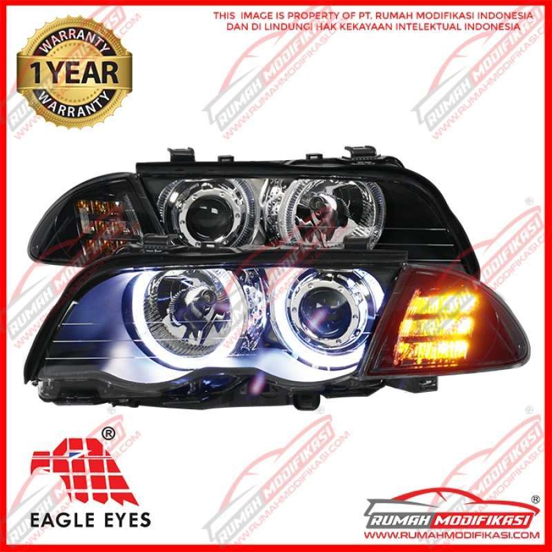 Jual HEADLAMP - BMW E46 1999-2001 - BLACK - ANGEL EYES - WITH LED ...