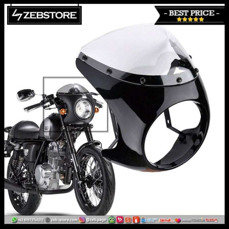 Jual Headlight Wind Screen Windshield Fairing Motorcycle Retro Cafe ...