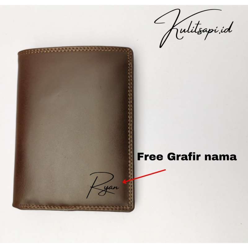 Promo Dompet Kulit Asli Pria Full Kulit Berdiri Custom Grafir Nama ...