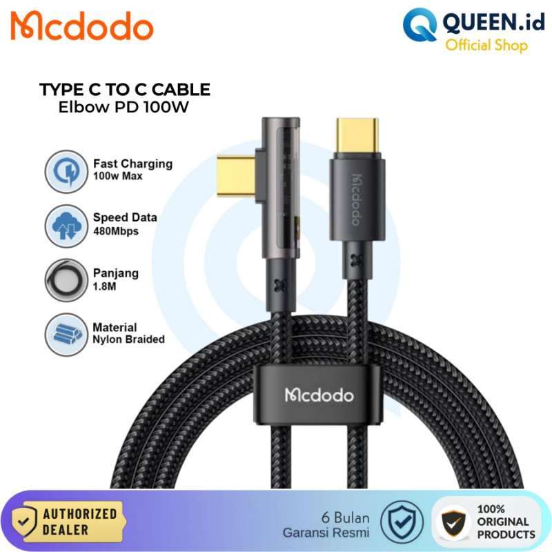 Jual Mcdodo Kabel Data Charger ELBOW USB TYPE C to C 1.8M 5A 100W CA-3401 di Seller QUEEN id ...