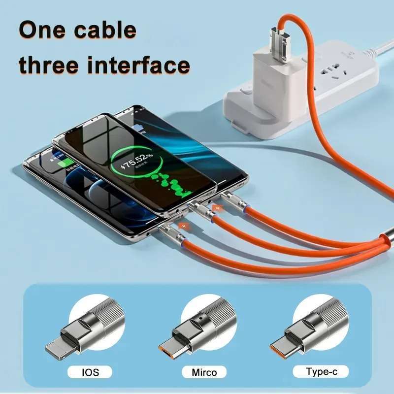 Jual Kabel Data 3 In 1 Fast Charging Usb, Type C, Lightning, Micro 6a ...