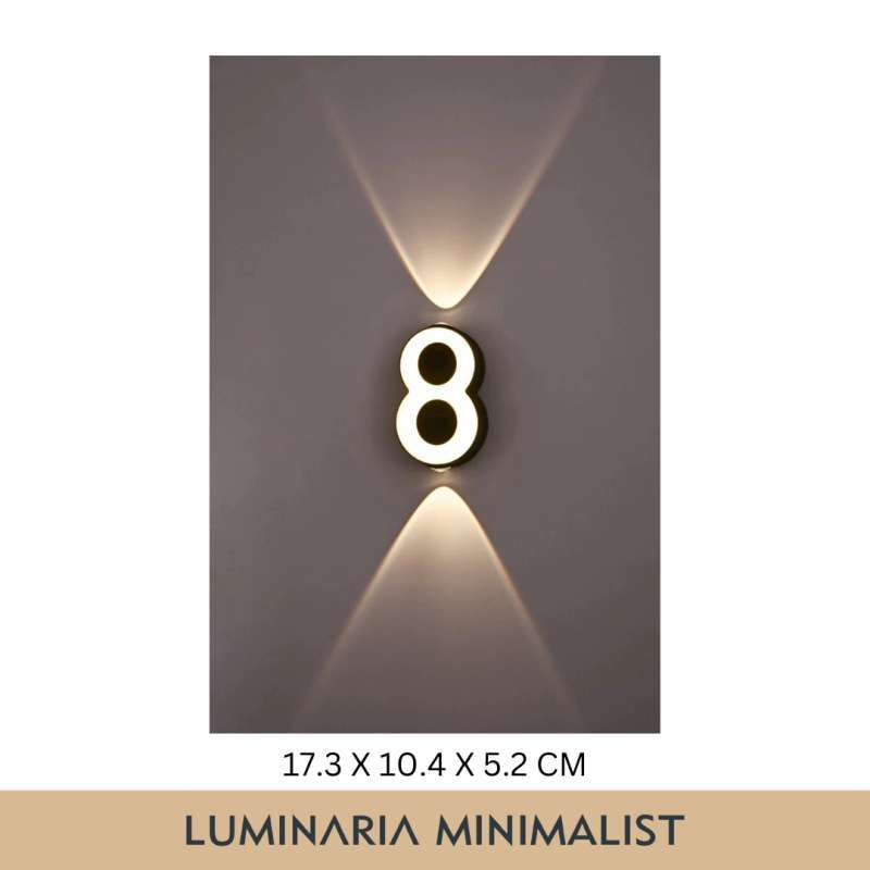 Jual Outdoor Number Lamp Angka Nomor Rumah Kantor Signage Minimalis ...