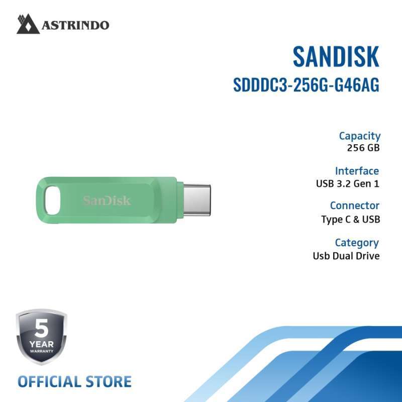 Promo SanDisk Flashdisk 256GB 3.2 Ultra Dual Drive USB Type-C Absinthe ...