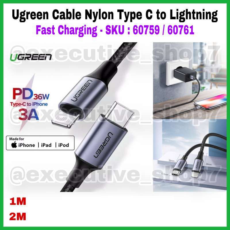 Jual Ugreen Cable Nylon Type C to Lightning - Fast Charging - SKU ...