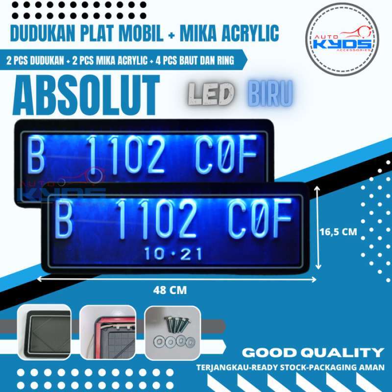 Promo DUDUKAN TATAKAN PLAT NOMOR MOBIL + MIKA + LAMPU LED WARNA BIRU Diskon 50% di Seller ...