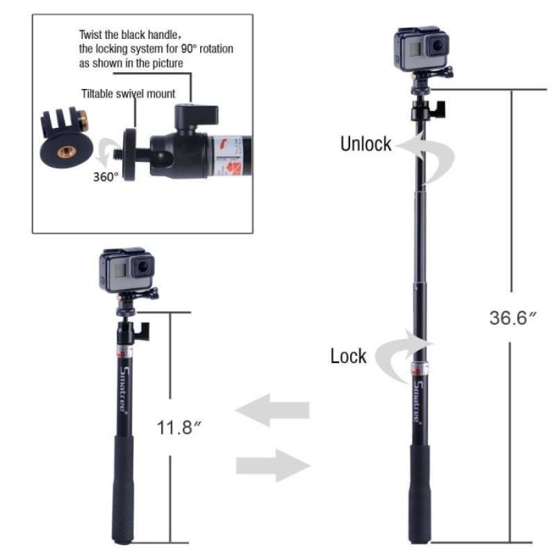 Promo SMATREE SMAPOLE Q1 TONGSIS MONOPOD GOPRO, ACTION CAM, COMPACT ...
