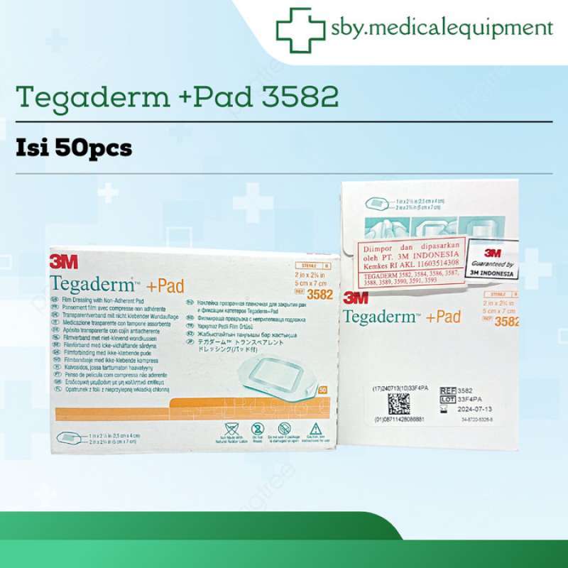 Promo 3M Tegaderm 3582 + Pad Plester Luka Transparan Anti Air isi 50pcs ...