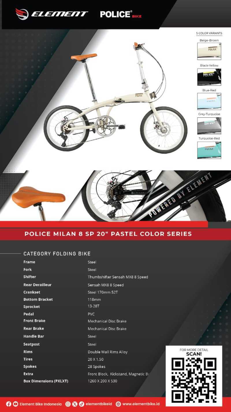 Jual Element Sepeda Lipat Police Milan 8 Sp 20 Inch Pastel Colour ...