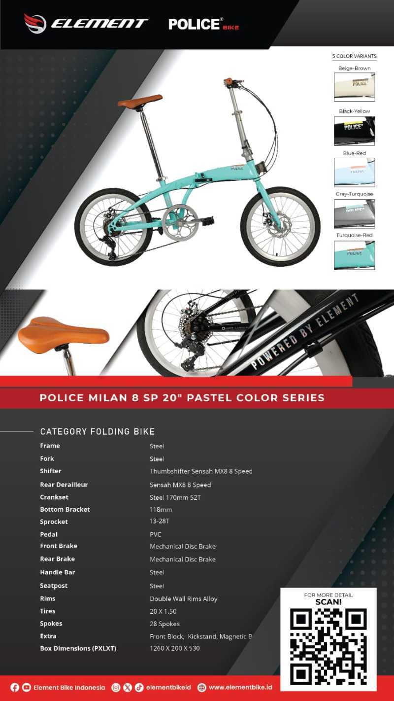 Jual Element Sepeda Lipat Police Milan 8 Sp 20 Inch Pastel Colour ...