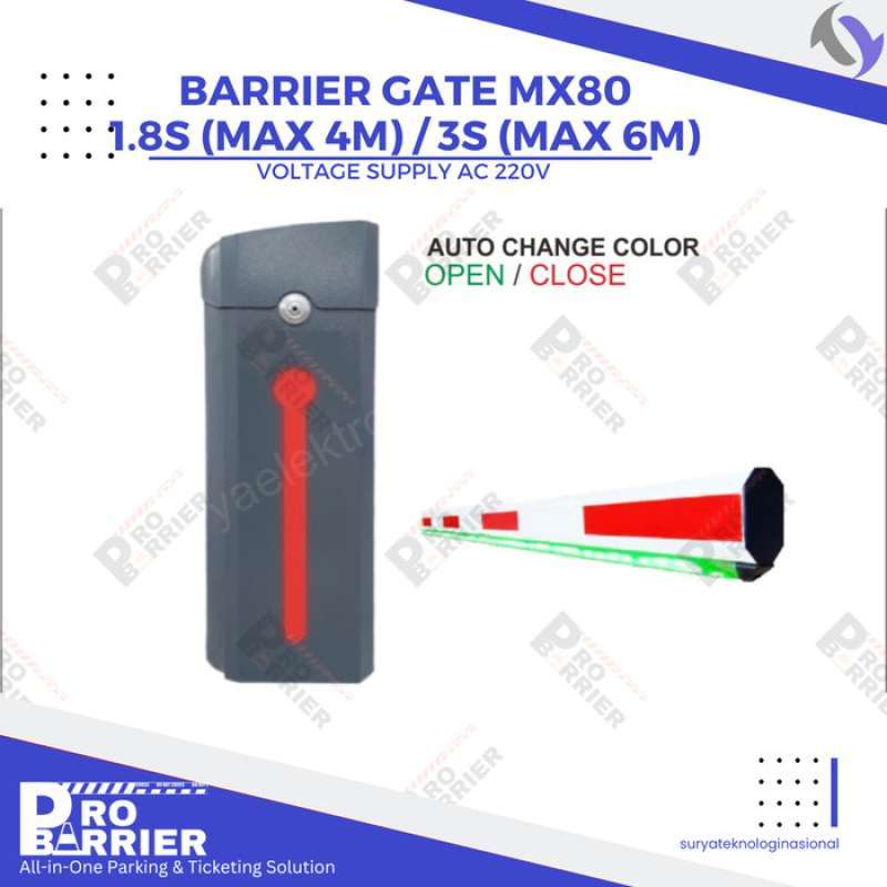 Jual Palang Parkir - Barrier Gate MX80 + Palang 3m LED + Karet (AC) di ...