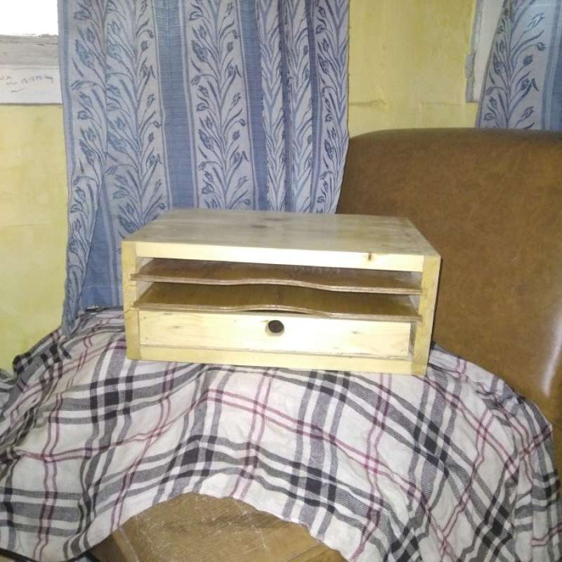 Jual meja Rak printer susun kayu dengan 1 laci dan 2 sekat kertas di ...