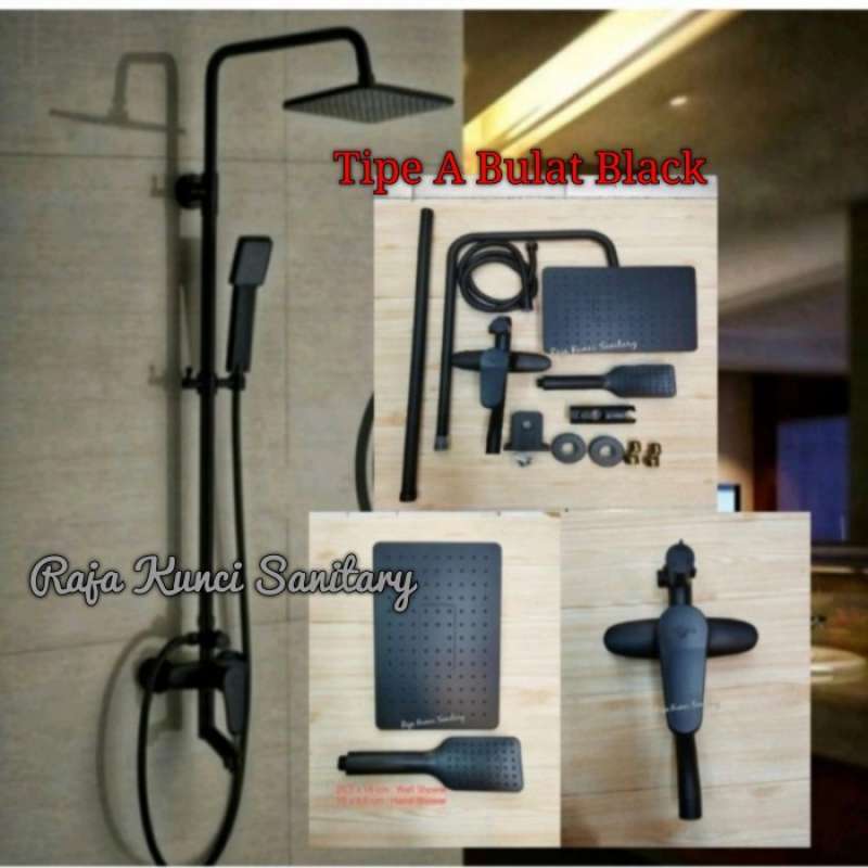 Promo SHOWER TIANG/COLUMN/PANAS DINGIN/SET/MIXER/BLACK/HITAM/CHROME ...