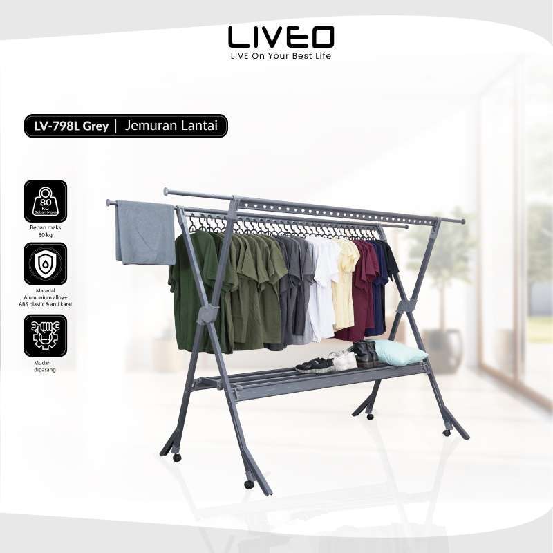 Jual Jemuran Lipat Lantai Baju Liveo LV-798L / Liveo Double Pole ...