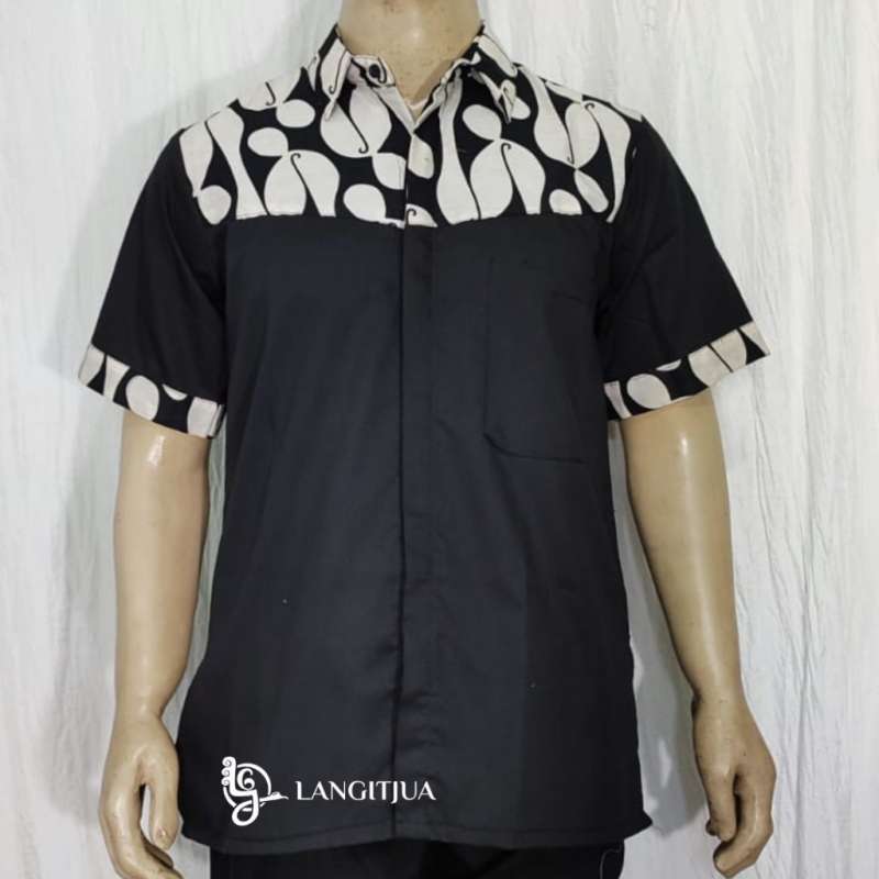 Jual HEM PARANG BARONG | KEMEJA BATIK PRIA MOTIF PARANG HITAM PUTIH di ...