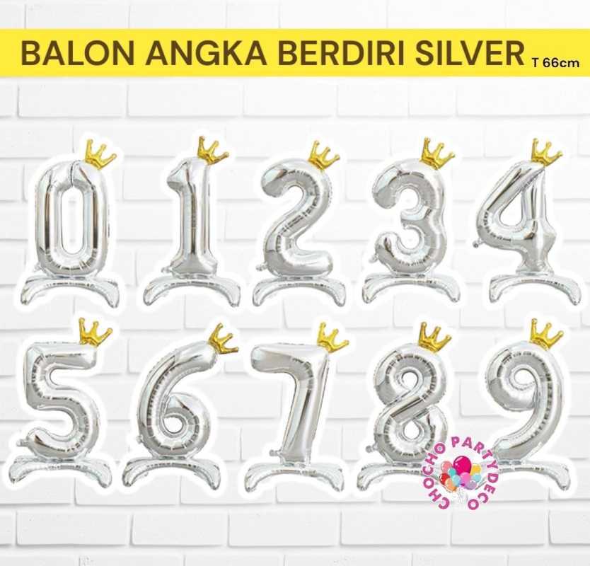 Jual Balon ANGKA BERDIRI SILVER / Balon Foil Angka 80cm / Balon Angka ...