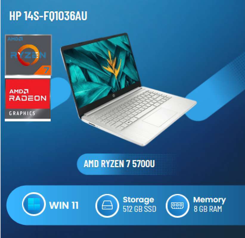 Promo Hp 14s-fq1036au Ryzen 7 5700u 8gb 512gb Ssd Radeon Vega 8 14″ Fhd ...