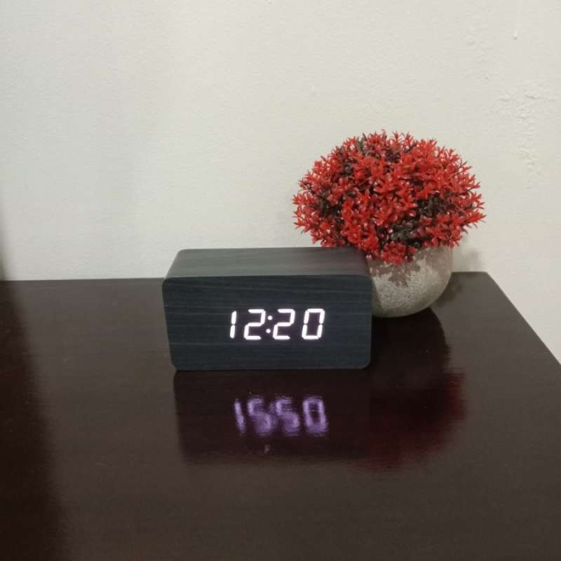 Promo JAM MEJA KAYU DIGITAL LED ALARM WOOD CLOCK 01 - BambooLED Merah ...