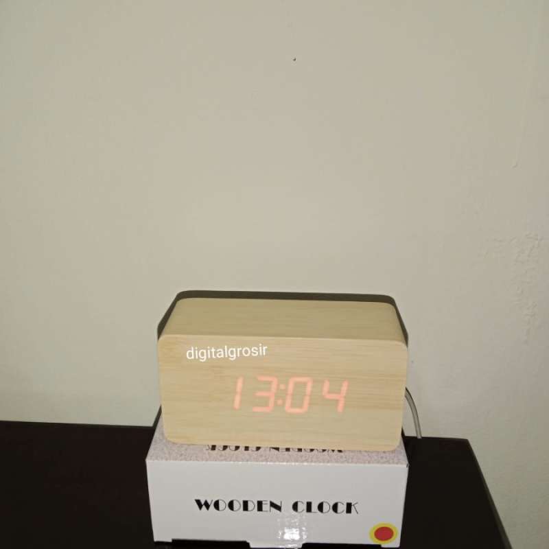 Promo JAM MEJA KAYU DIGITAL LED ALARM WOOD CLOCK 01 - BambooLED Merah ...