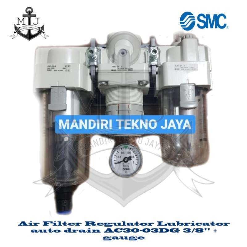 Promo Filter Regulator Lubricator auto drain smc AC30-03DG 3/8 + gauge ...