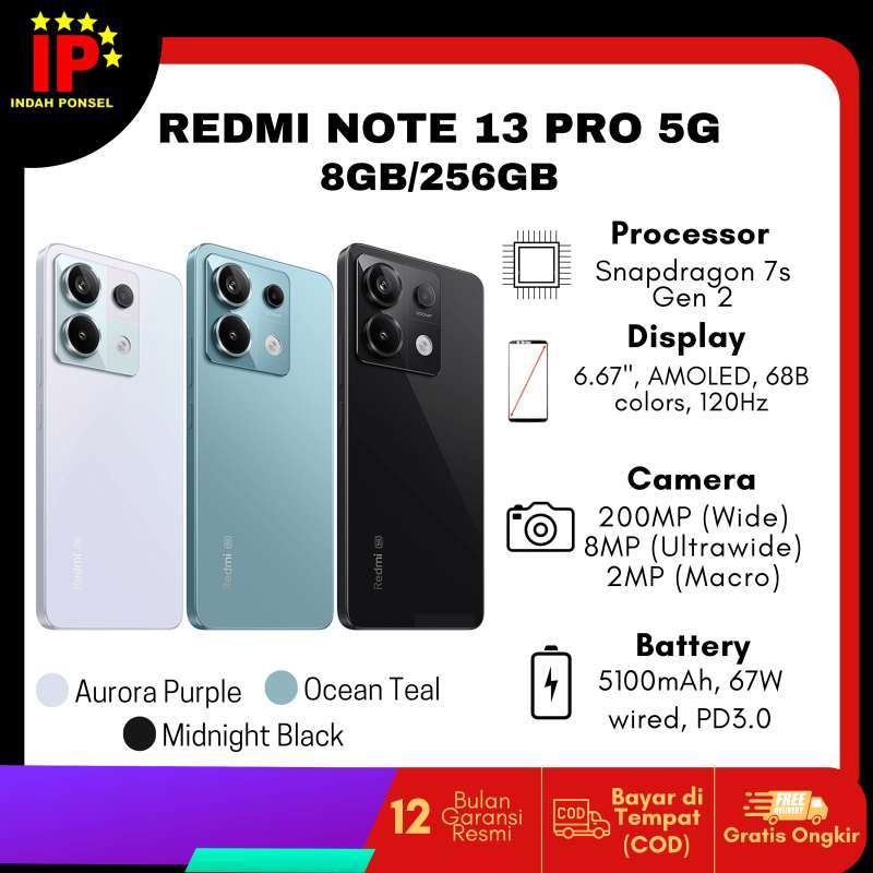 Jual Xiaomi Redmi Note 13 Pro 5g Ram 8gb/256gb 12gb/512gb Garansi Resmi ...