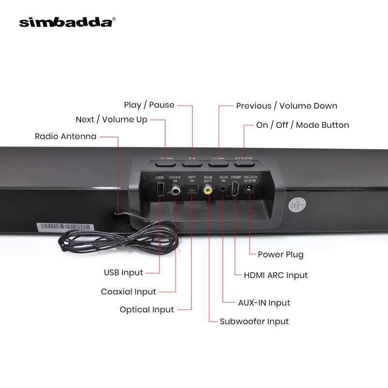 Promo Simbadda CST 906N+ Soundbar TV Wireless Bluetooth Home Theater ...