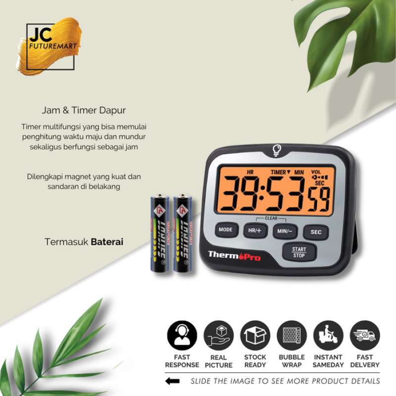 Promo Thermopro Kitchen Timer Dapur With Clock Mode Backlight Alarm Tm 01 Diskon 9 Di Seller
