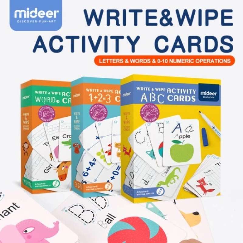 Promo Mideer Write And Wipe Activity Cards ABC Belajar Menulis Huruf ...