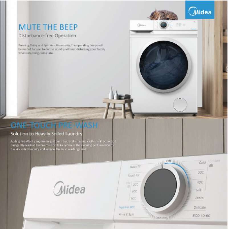 Promo MIDEA MF100W85B Mesin Cuci Front Load Inverter 8.5KG MF-100W85B ...