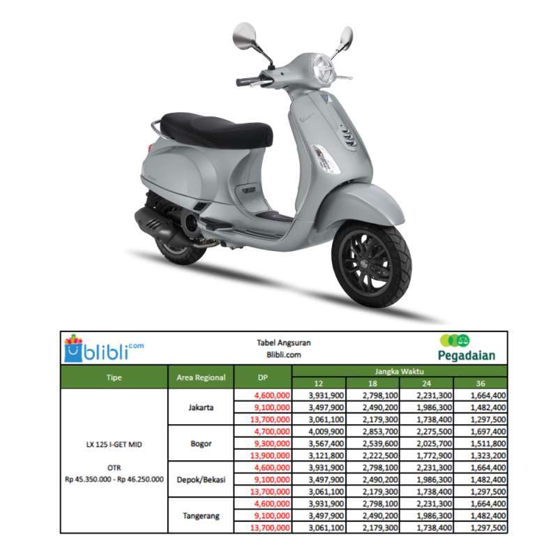 Jual Pegadaian - [dp] Vespa Lx 125 I-get Sepeda Motor [otr Jabodetabek] Di Seller Leasing Motor ...