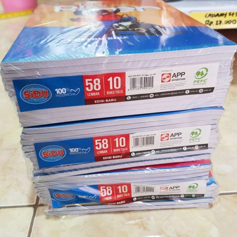 Jual Buku Tulis Sidu isi 58 Lembar (Per pack isi 10 buku) di Seller ...