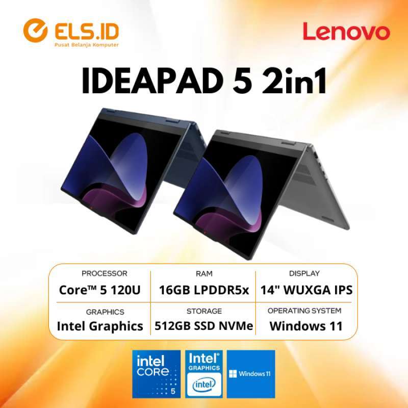 Promo Lenovo Ideapad 5 14iru9 Touch 2in1 Core 5 120u 16gb Ssd 512gb - Cosmic Blue Diskon 2% Di ...
