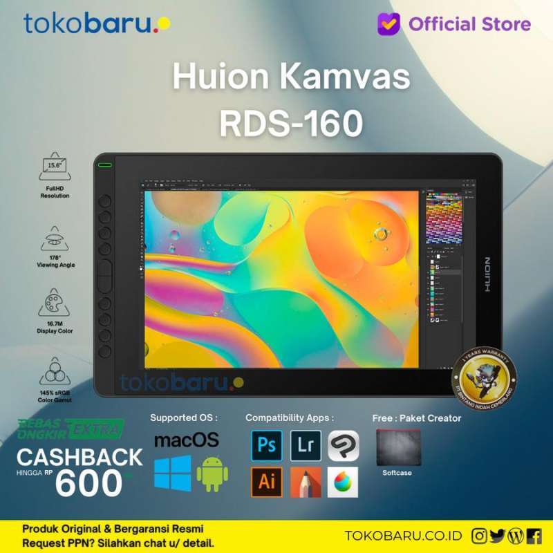 Promo Huion Kamvas Rds-160 Drawing Display Tablet Diskon 7% Di Seller Tokobaru Official Store ...