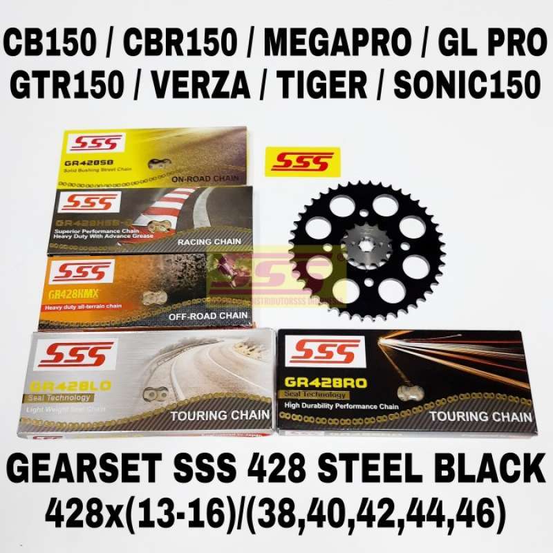 Promo New Girset Sss 428 Steel Black Megapro Gl Pro Rantai Sss Gold ...
