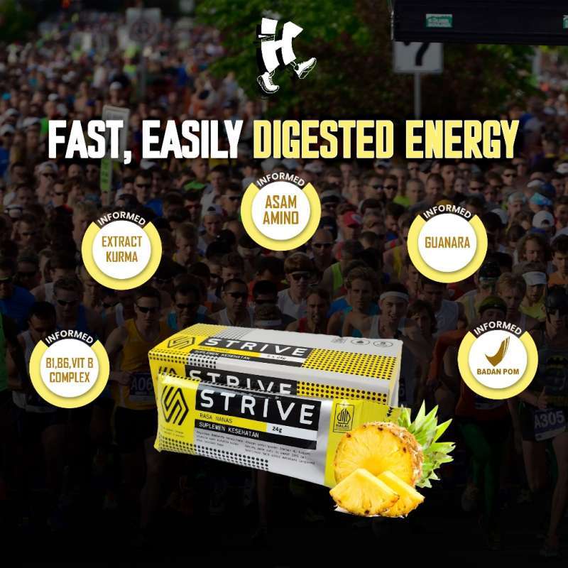 Jual Strive Energy Gel Nanas 1 Box Isi 5 Sachet @24gr Supplement ...