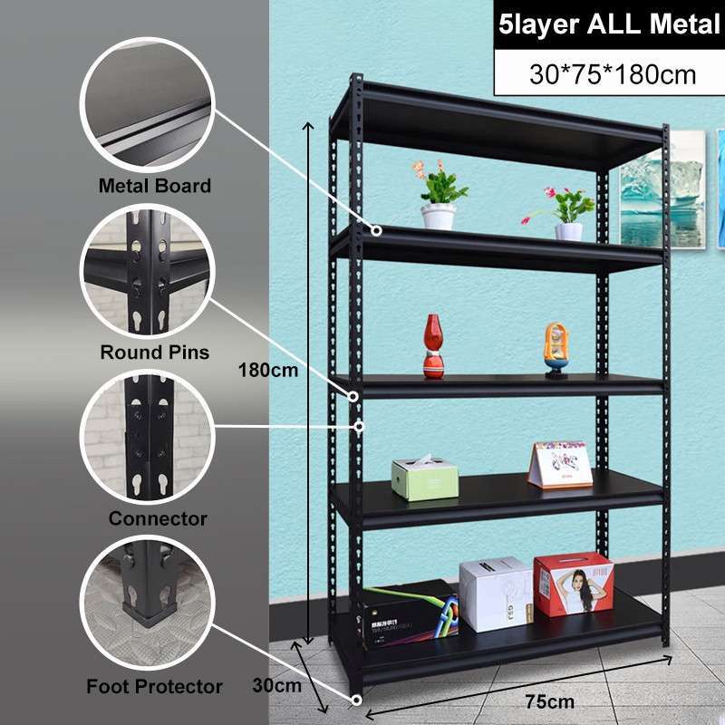 Promo Km Rak Besi （100% Besi）rak Besi Siku 5 Susu - ⬛75*30*180cm（5l ...