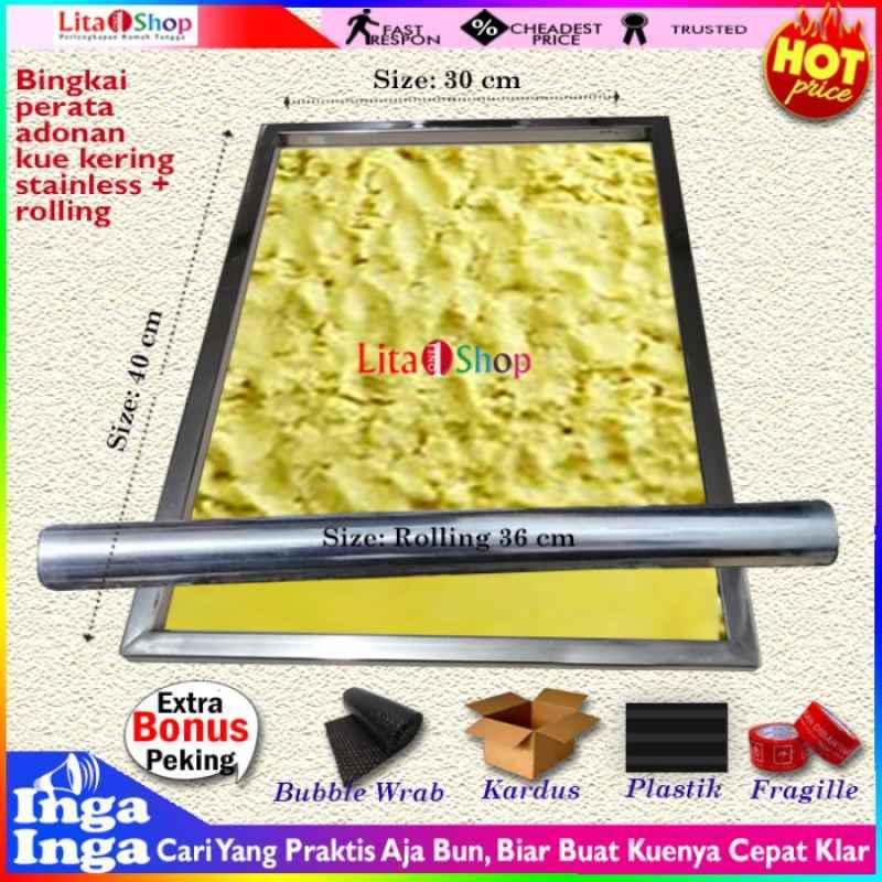 Promo Promo - Bingkai Kue Kering Stainless 40x30cm + Roller Pin/perata ...
