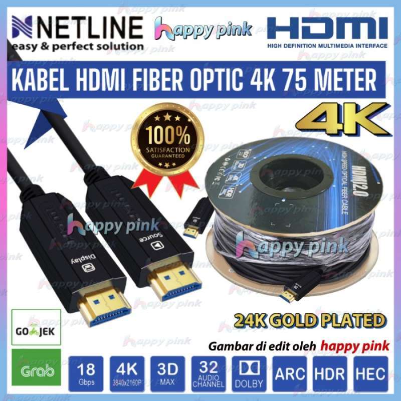 Promo Kabel Hdmi V2.0 Fo Fiber Optic 100 Meter 4k Ultrahd High Speed Netline Diskon 23% Di ...