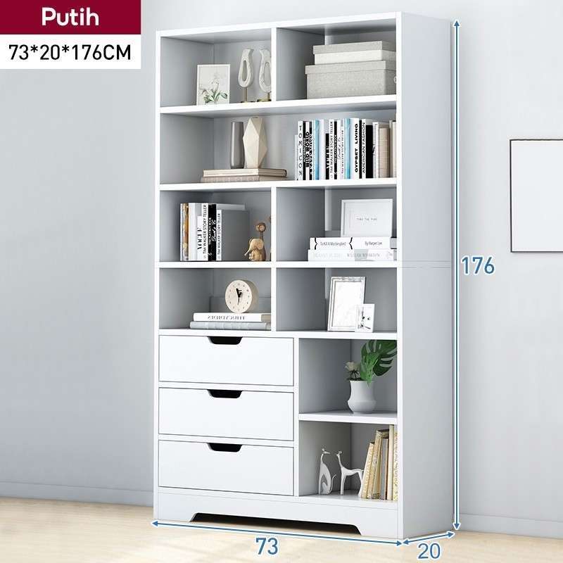 Promo Rak Buku Kayu Lemari Buku Kayu Rak Buku Um - 73*20*176cm Diskon ...