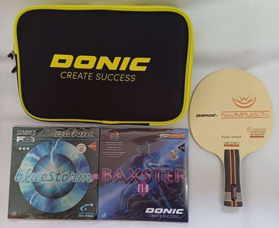 Jual Paket Bat Pingpong Donic New Impuls 7.0 Plus Karet Bintik Serang ...