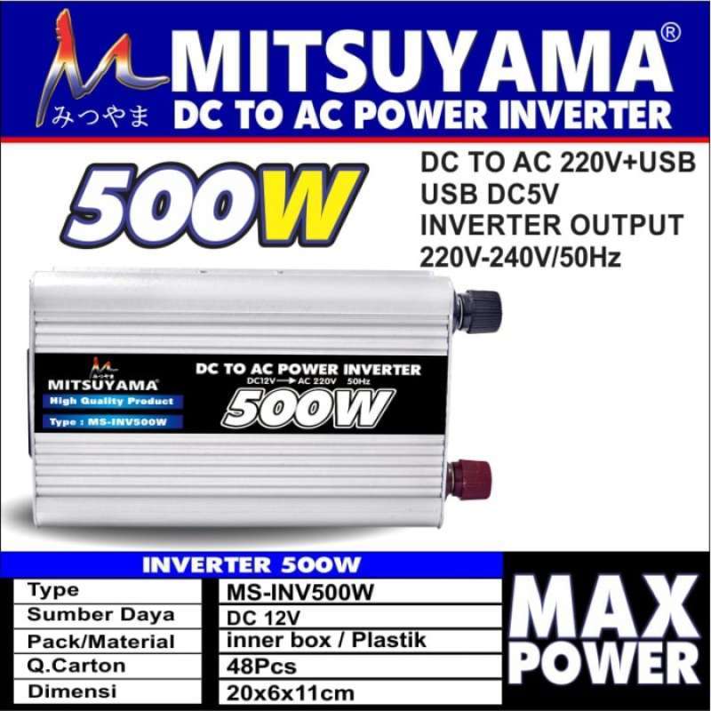 Promo Inverter Power Dc To Ac 500 Watt Merek Mitsuysma With Usb 5v ...